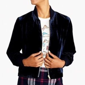 J. Crew | Jackets & Coats | J Crew Midnight Navy Velvet Bomber Jacket ...